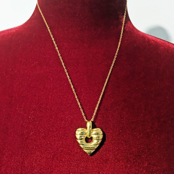 Jewelry | Puffy Black Gold Heart 18 16k Gold Chain | Poshmark